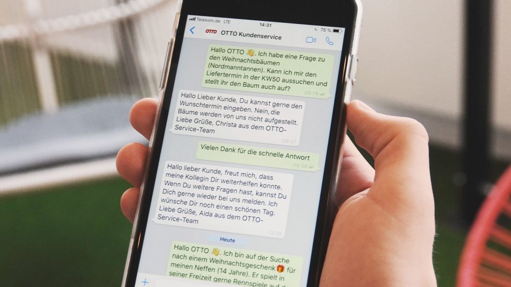 Otto kommuniziert beim Kundenservice per WhatsApp - GFM Nachrichten